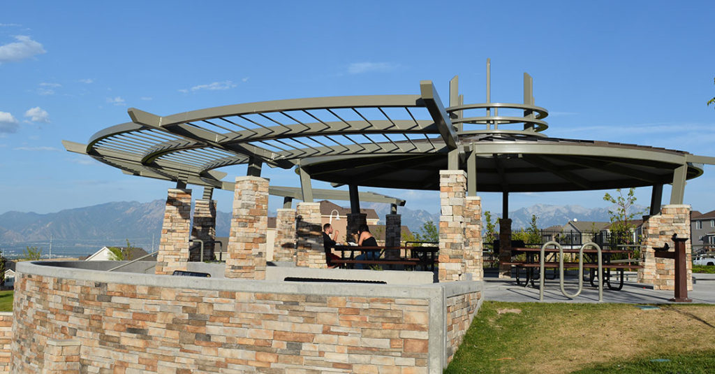 Custom shade structures with steel columns and frames for parks ...