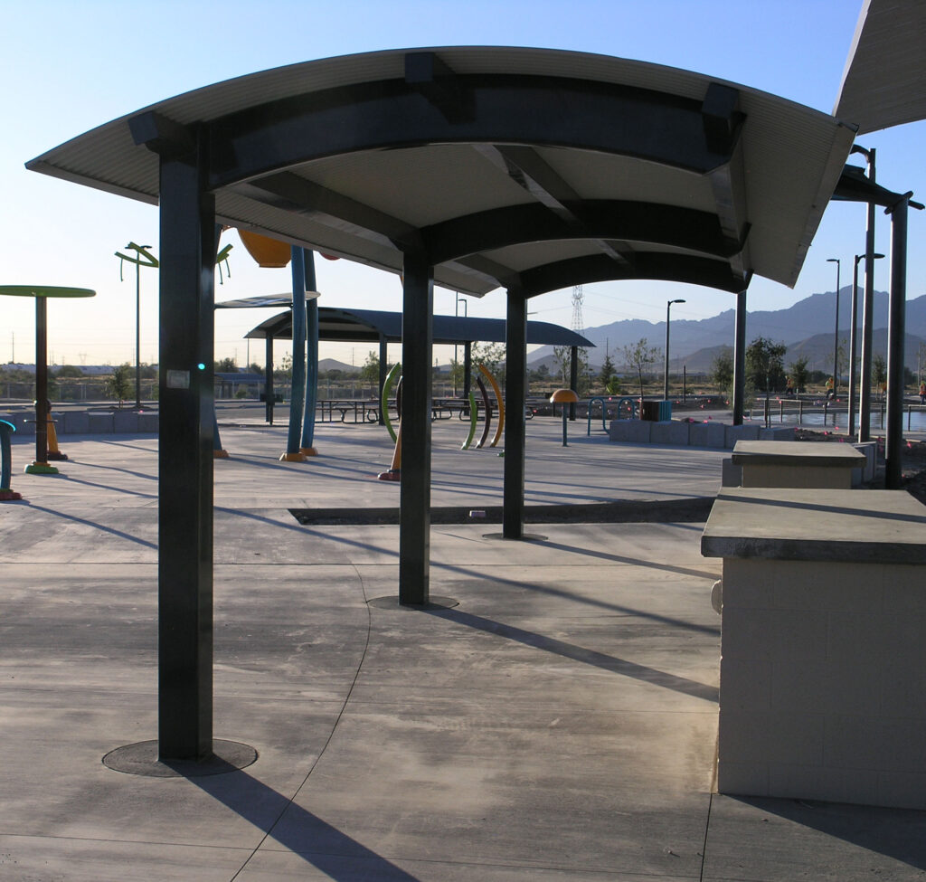 River Shade at the Park featuring Colorado Structures with a Curved Roof